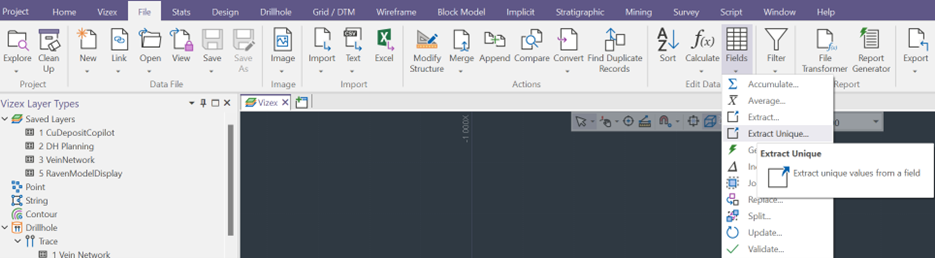 How To Using The Extract Unique Tool Micromine Origin And Beyond