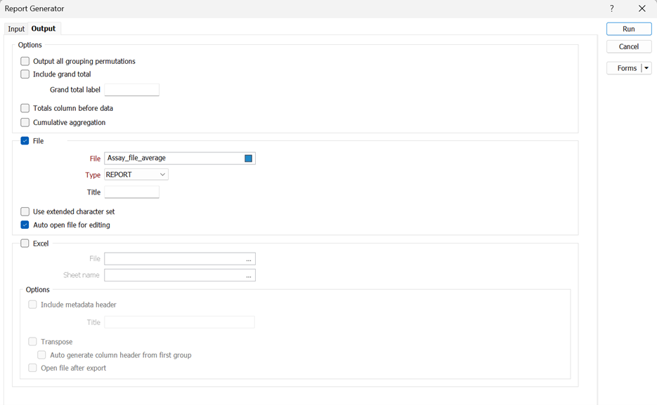 Calculation of average content via the Report Generator tool ...