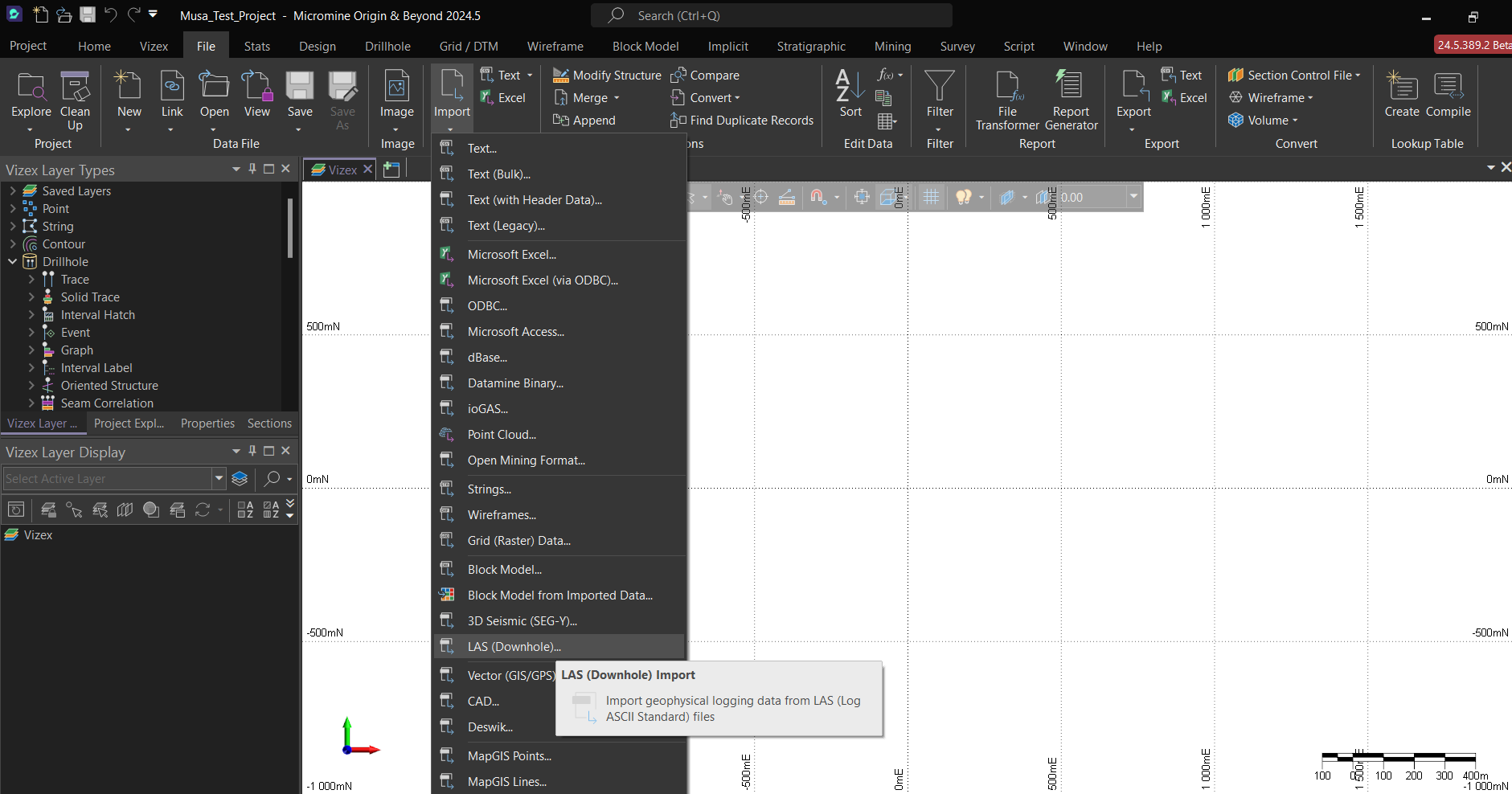 Importing And Configuring Las Data Micromine Origin And Beyond