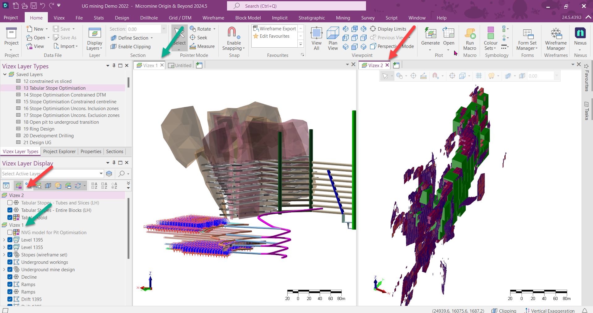 How To Plot Two Different Vizex Windows Micromine Origin And Beyond