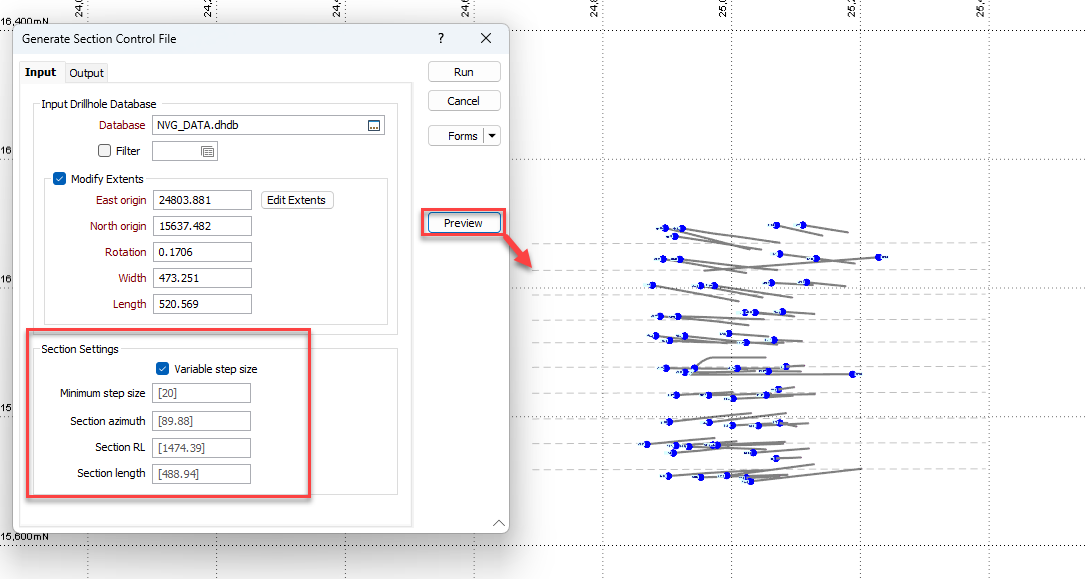 Section Control File From Drillhole Database Micromine Origin And Beyond