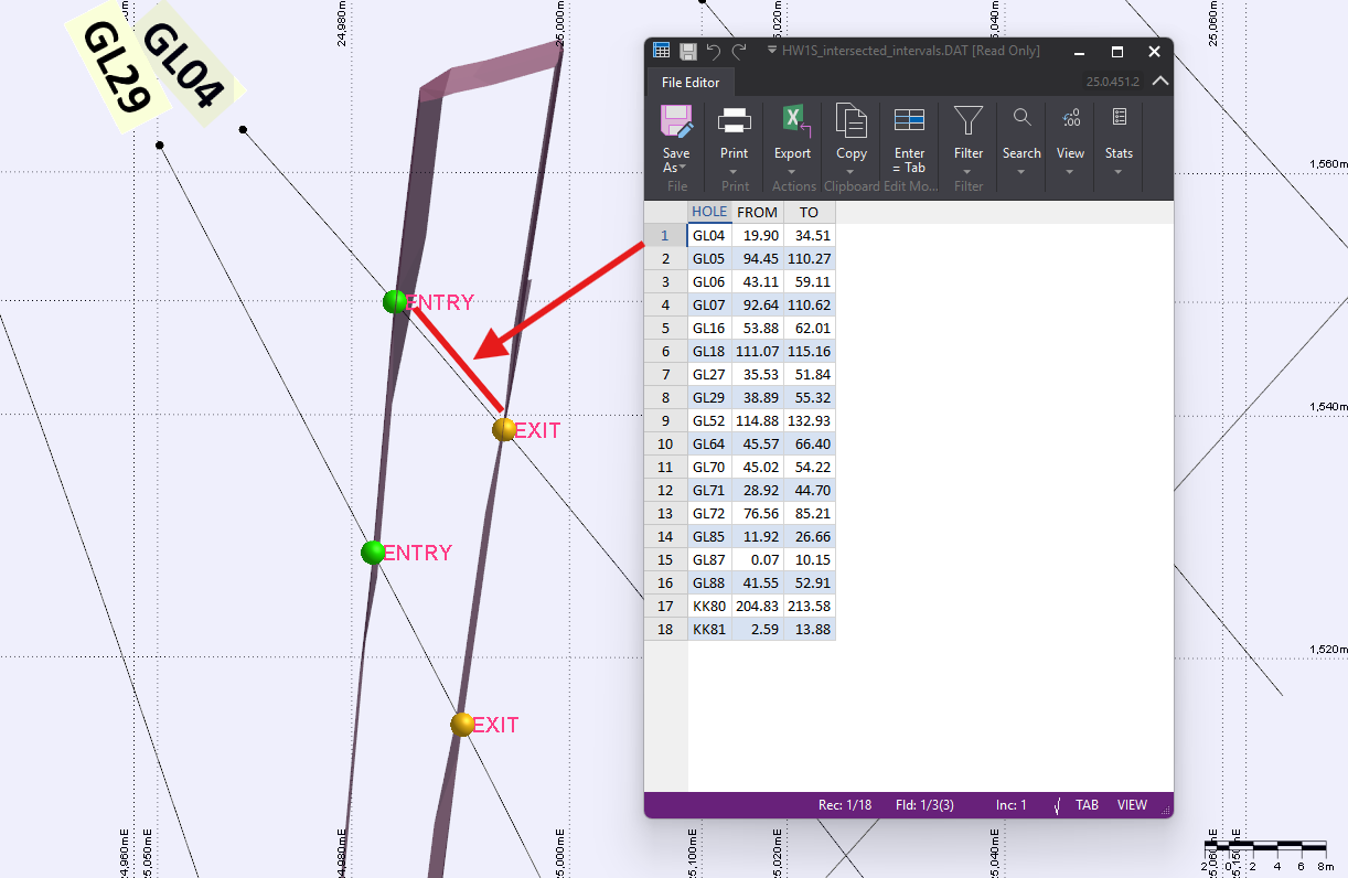 Intersected Points Or Intervals Generation From Pierce Point Function In Micromine Micromine
