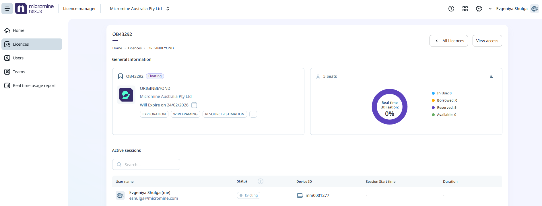 How To Reserve A Seat For A Specific User On A Floating Licence Micromine Origin And Beyond